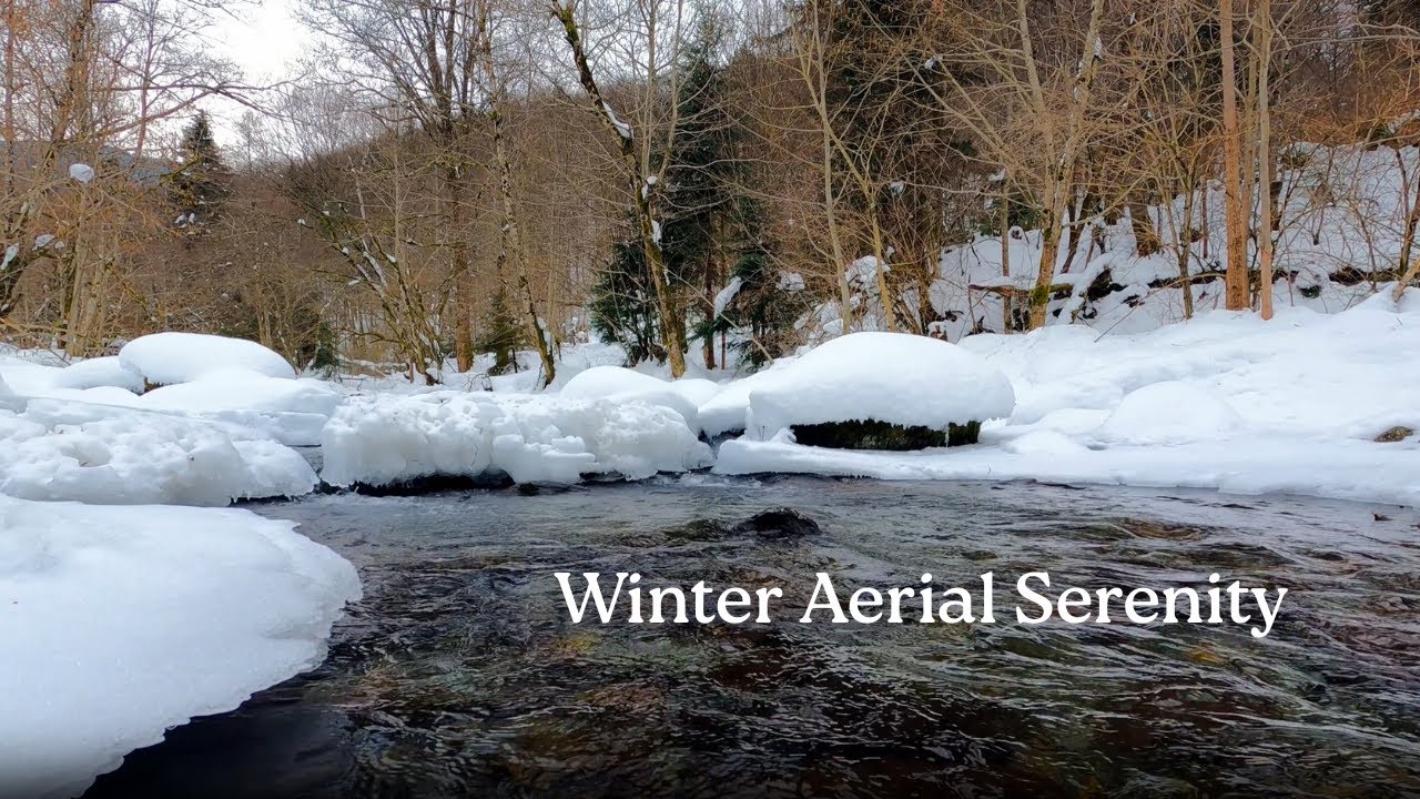 Above the Winter Landscape Peaceful Bird-View Flyover with Relaxing ...