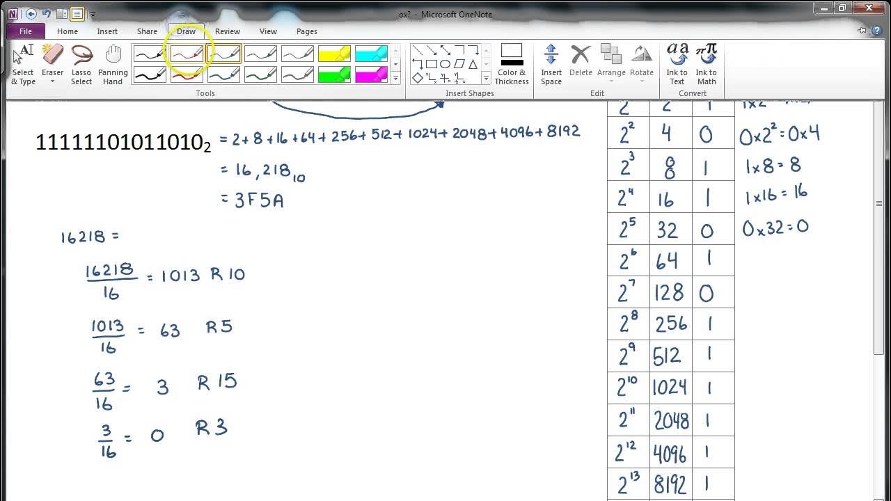 Conversion Example Base 16 to Base 2 - YouTube