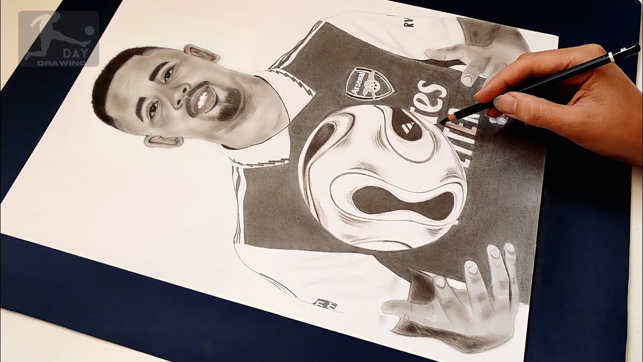 Drawing GABRIEL Jesus in Arsenal 2022 || photorealistic design GABRIEL ...