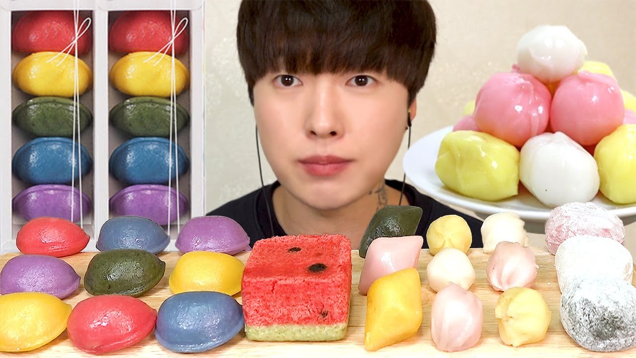 ASMR 🍡Rainbow Sweet Tteok-Rice cake MUKBANG Korean food Real Sound ...