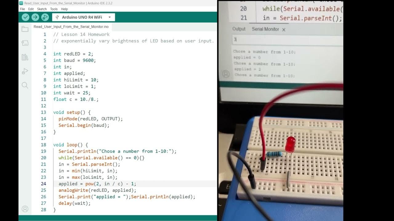 Lesson 14 - Read User Input From the Serial Monitor - YouTube