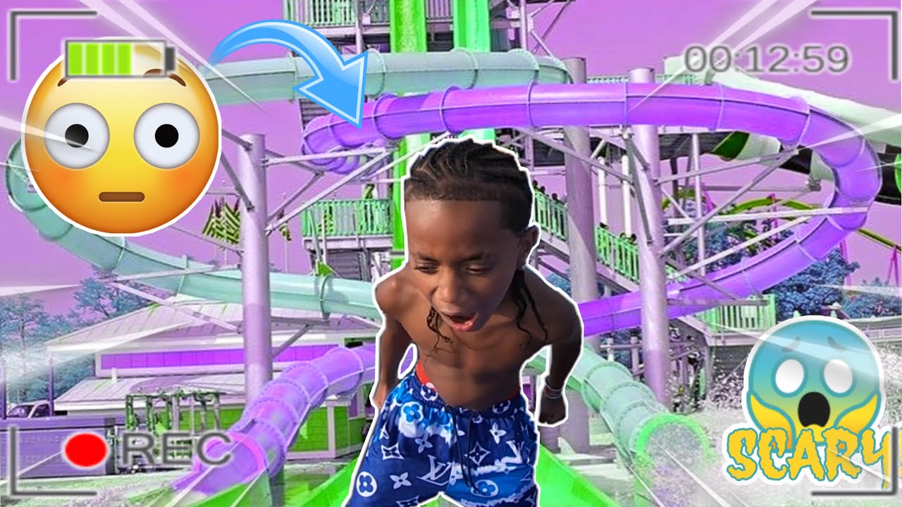 KD RIDES HUGE WATER SLIDES HE WAS SO SCARED😱 - YouTube