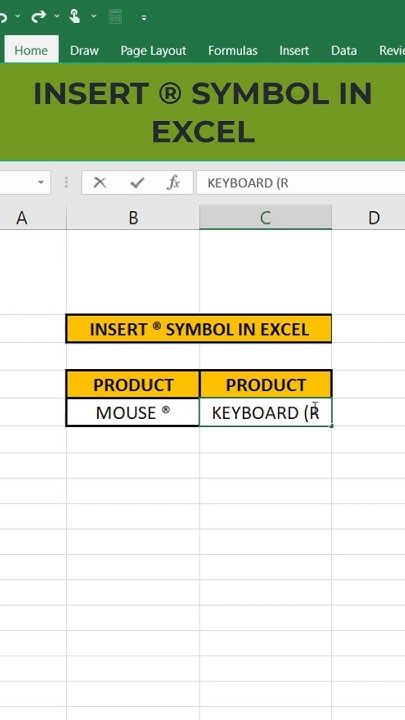 INSERT ® SYMBOL IN EXCEL #excelshorts #shorts #excel #exceltutorial #exceltips #exceltricks ...