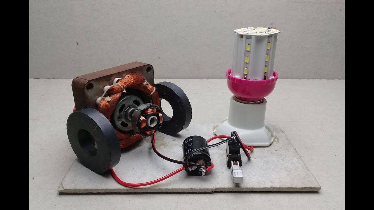 Free energy generator Homemade Using Magnet & DC Motor with Light bulb ...