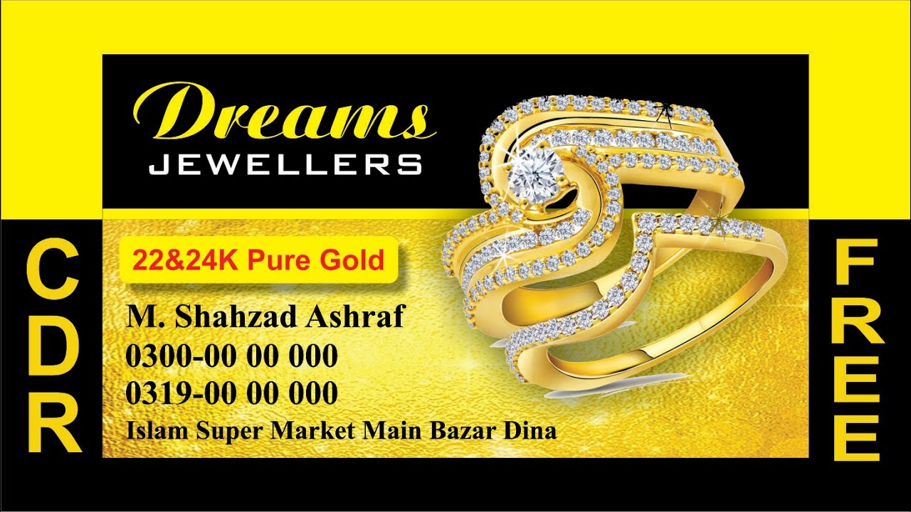 Create a Jewelers Shop Visting Card Design #CDR_FREE - YouTube