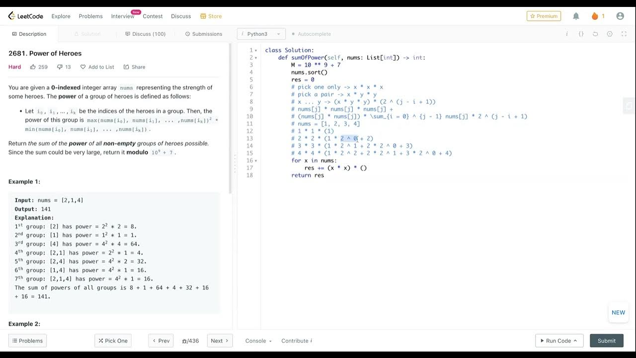 2681. Power of Heroes (Hard) || LeetCode The Hard Way - YouTube