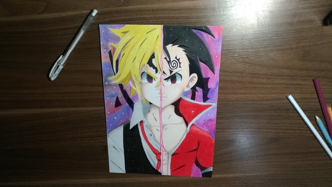 Speed Drawing - Meliodas and Zeldris (Nanatsu no Taizai) - YouTube