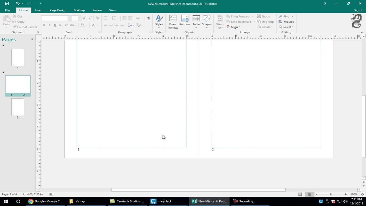 Starting Page Numbering on Page 2 in Publisher - YouTube