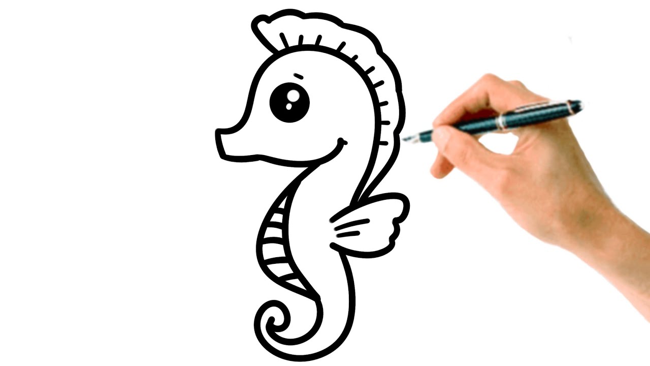 How To Draw A Sea Horse VERY EASY! Step by Step Tutorial for Kids - YouTube