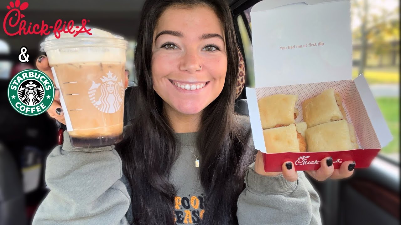 Chick Fil A Breakfast & Starbucks Coffee •MUKBANG MONDAY• - YouTube