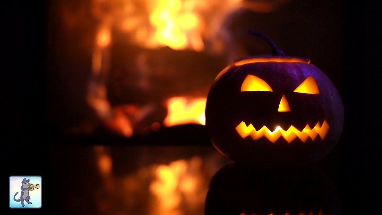 Spooky Halloween Fireplace ~ Burning Fireplace & Crackling Fire Sounds ...