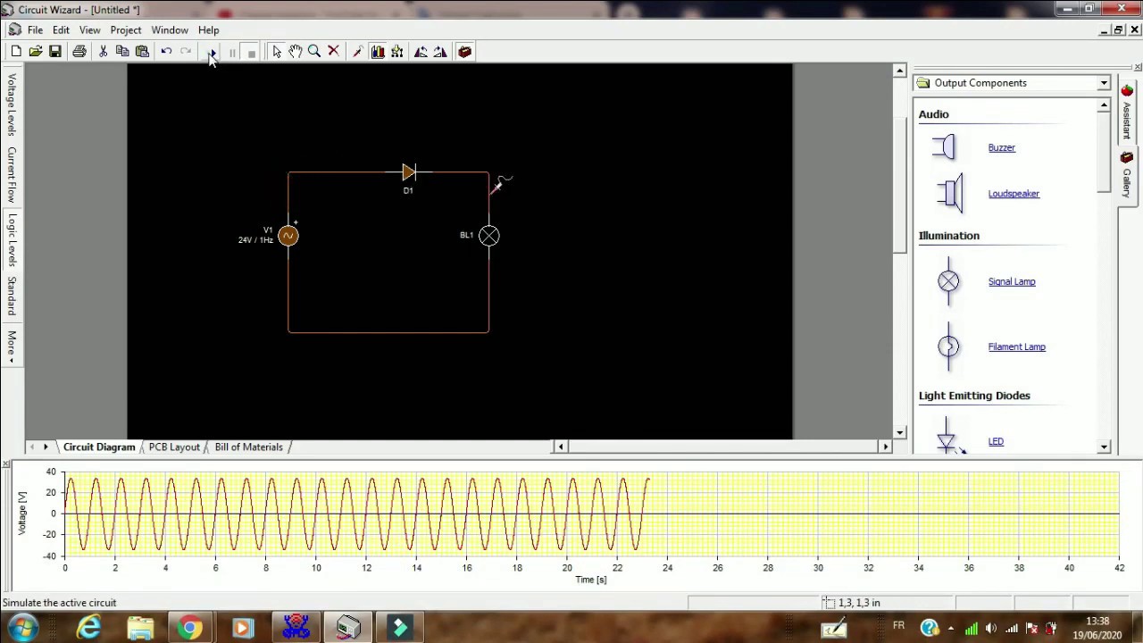 Simulation du redresseur simple alternance - YouTube
