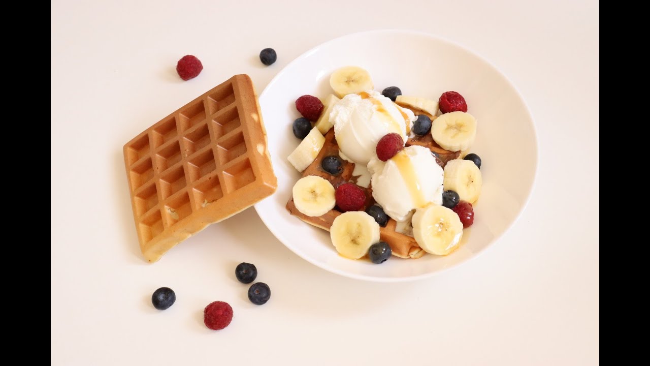 وافل سهل وسريع بالفواكه والايس كريم بدون_سكر / Ice cream waffle with ...
