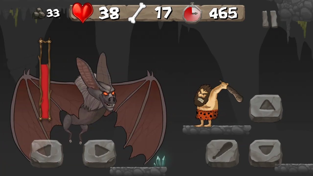 Caveman Chuck Adventure Gameplay - Level 9 Giant Bat Boss - YouTube