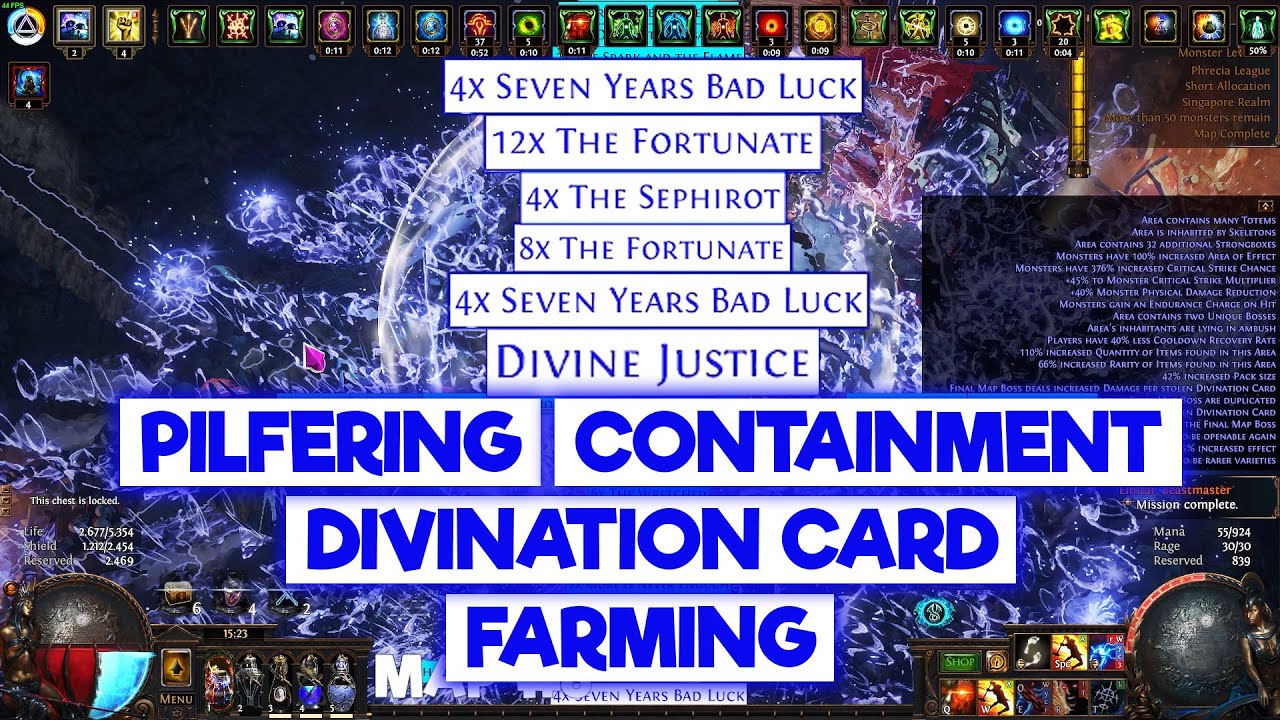 DIVINATION CARD FARMING WITH PILFERING AND CONTAINMENT SCARAB - POE 3. ...