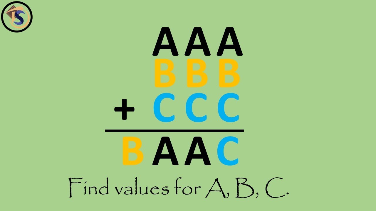 AAA + BBB + CCC = BAAC II Find A, B, C - YouTube