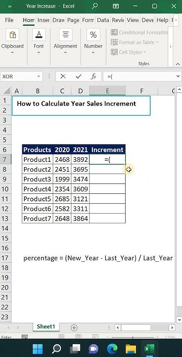 How to Calculate Year Sales Increment || Excel Tricks || #shorts - YouTube