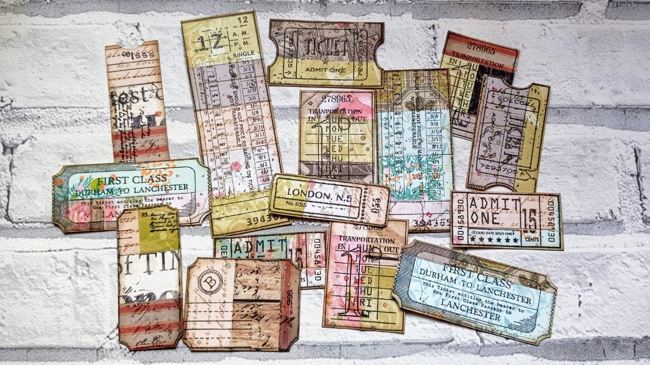 Vintage Tickets From Scraps - #msscrapbusters - YouTube