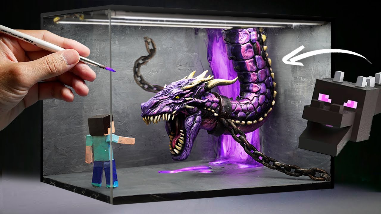Diorama of Realistic ENDER DRAGON In the Realistic Minecraft with ...