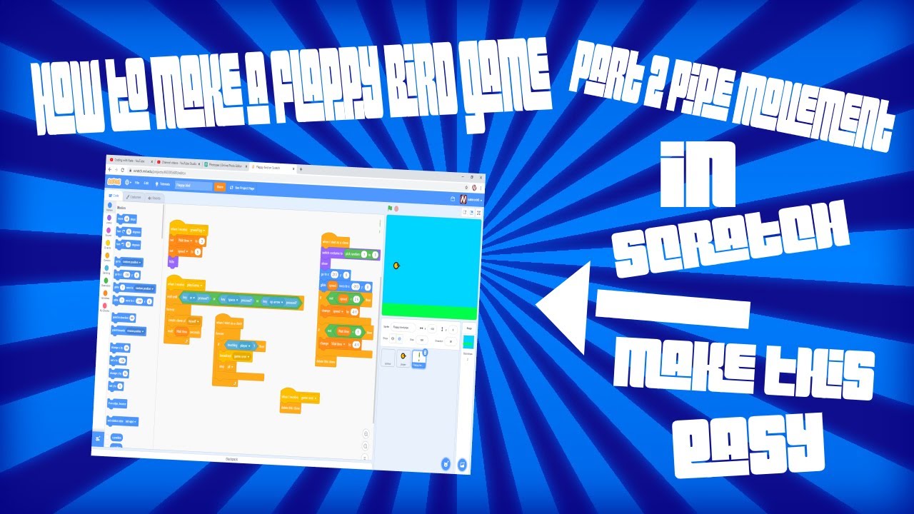 How to Make a Flappy Bird Game in Scratch! (Part 2) Pipe Movement - YouTube