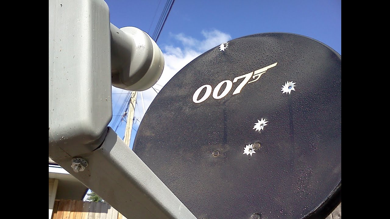 007 James Bond Satellite Dish - with Bullet Holes - YouTube