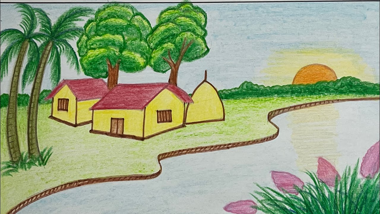 Nature Drawing with pencil color step by step for beginners ️drawing ...