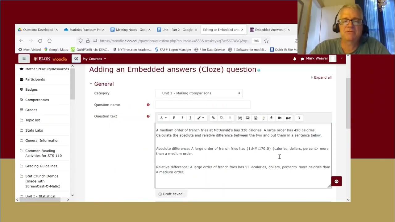 Creating embedded cloze questions in Moodle - YouTube