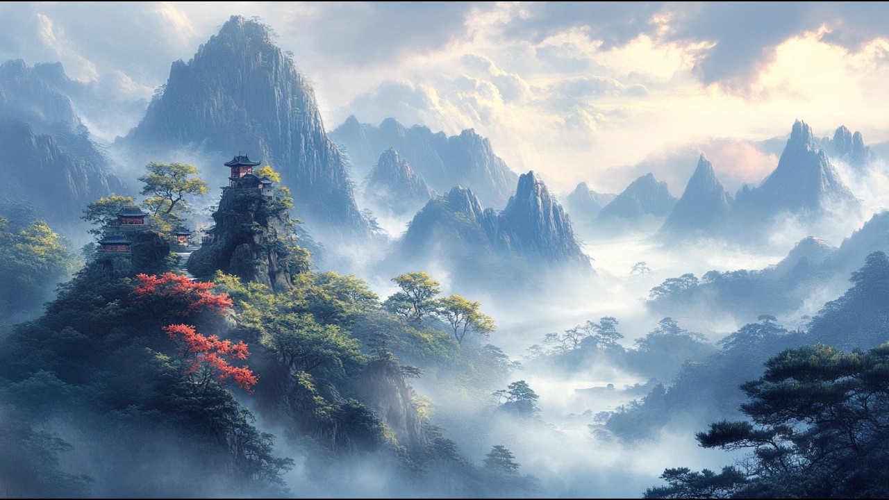 Chinese Ambient Meditation Music - Guqin in Misty Mountains - Deep ...