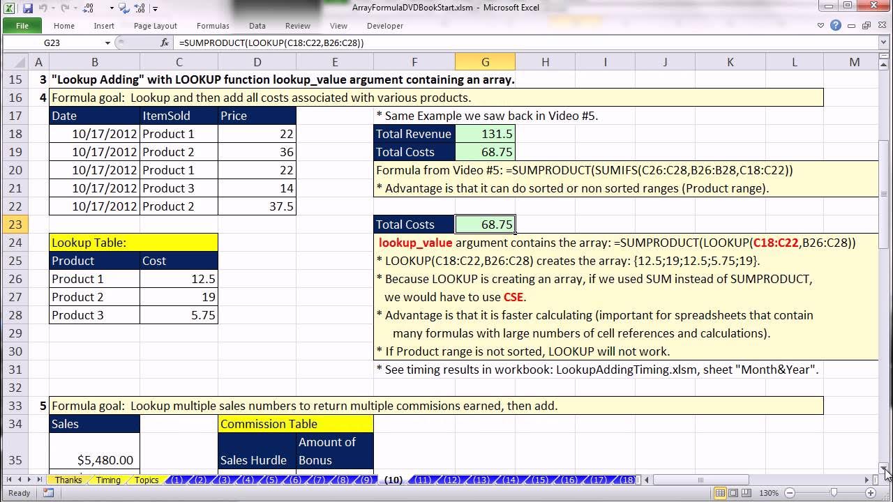 Ctrl + Shift + Enter: Excel Array Formulas 10: LOOKUP Function: Array Operations wOut ...