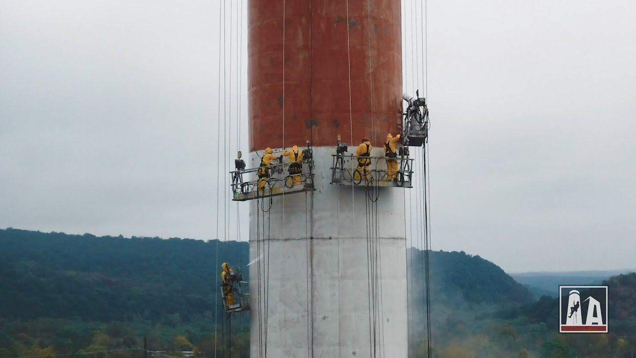 Reinforced Concrete Chimney FAA Coating - YouTube