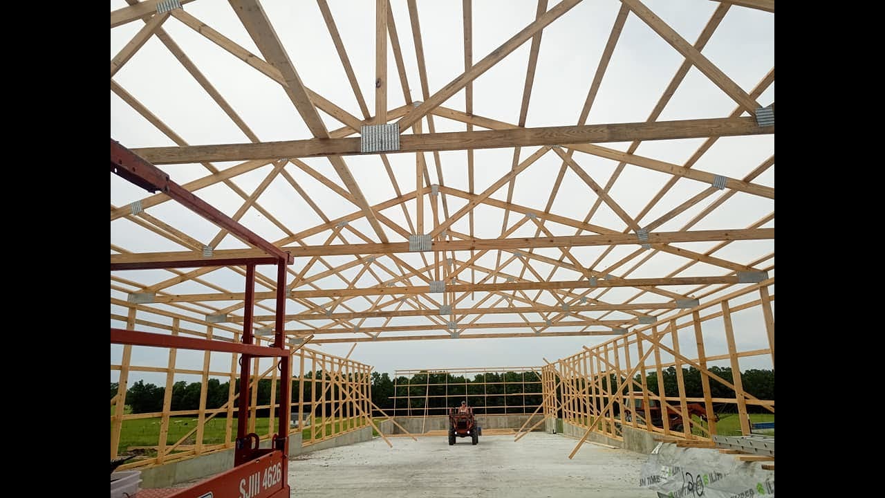 Husband and wife build a MASSIVE sheep barn!!! Part 9 Going up! - YouTube