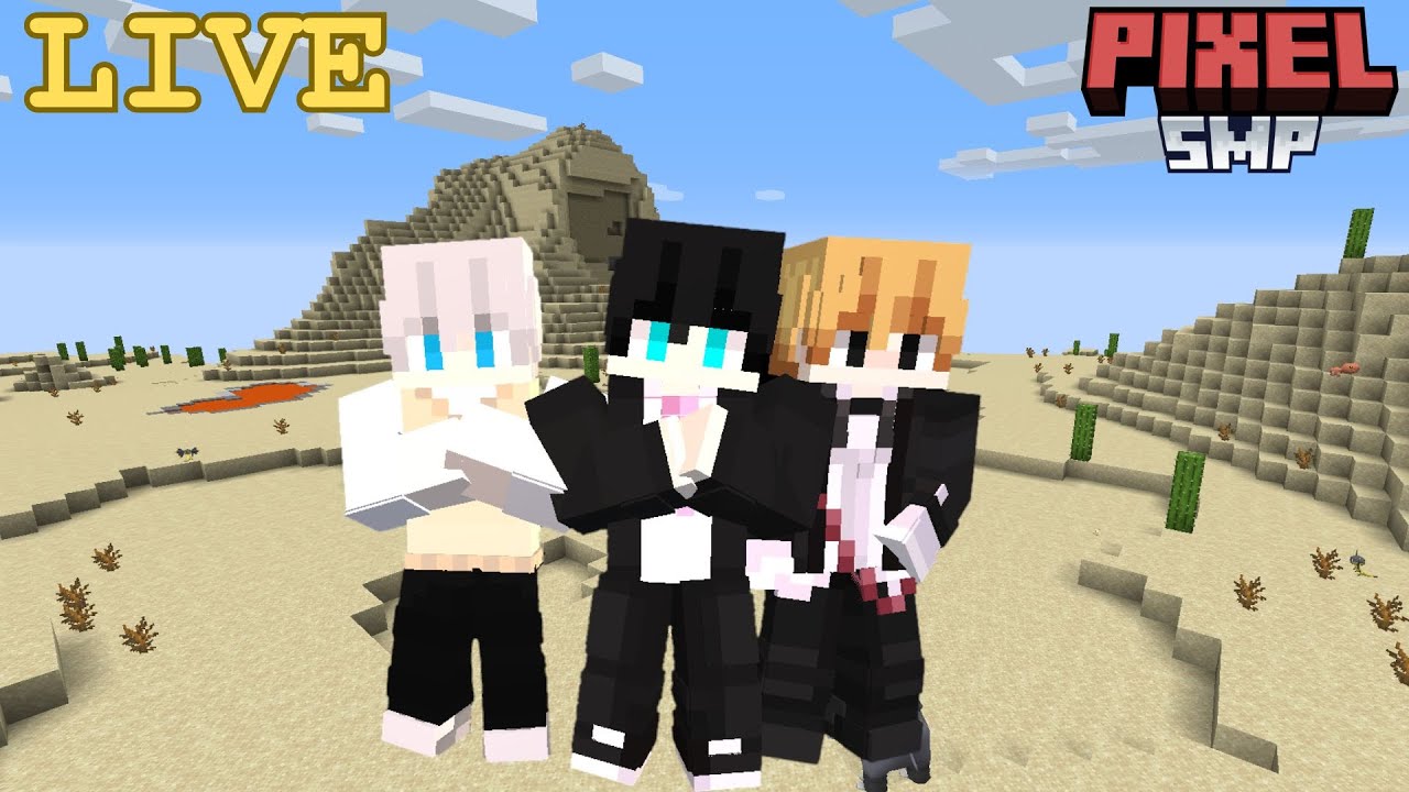 Live Minecraft pixel SMP : จับม่อนเตรียม Gym Battle ธาตุหิน - YouTube