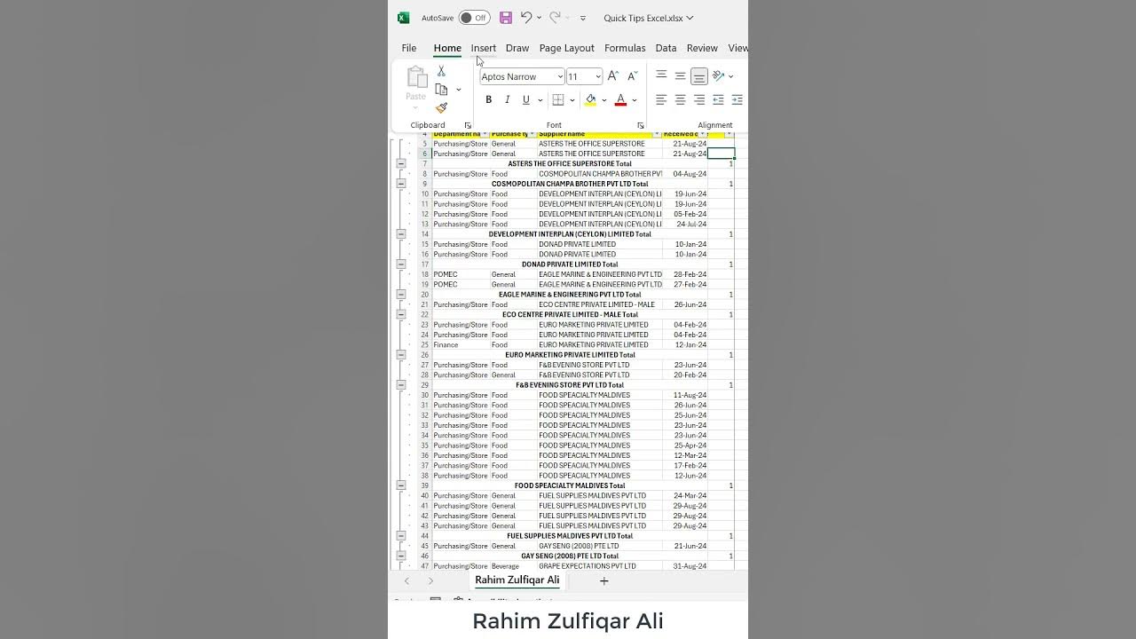 2 Quick Tips: Merge Total Rows Quickly & Add a Blank Row After Each Subtotal Row in Excel # ...