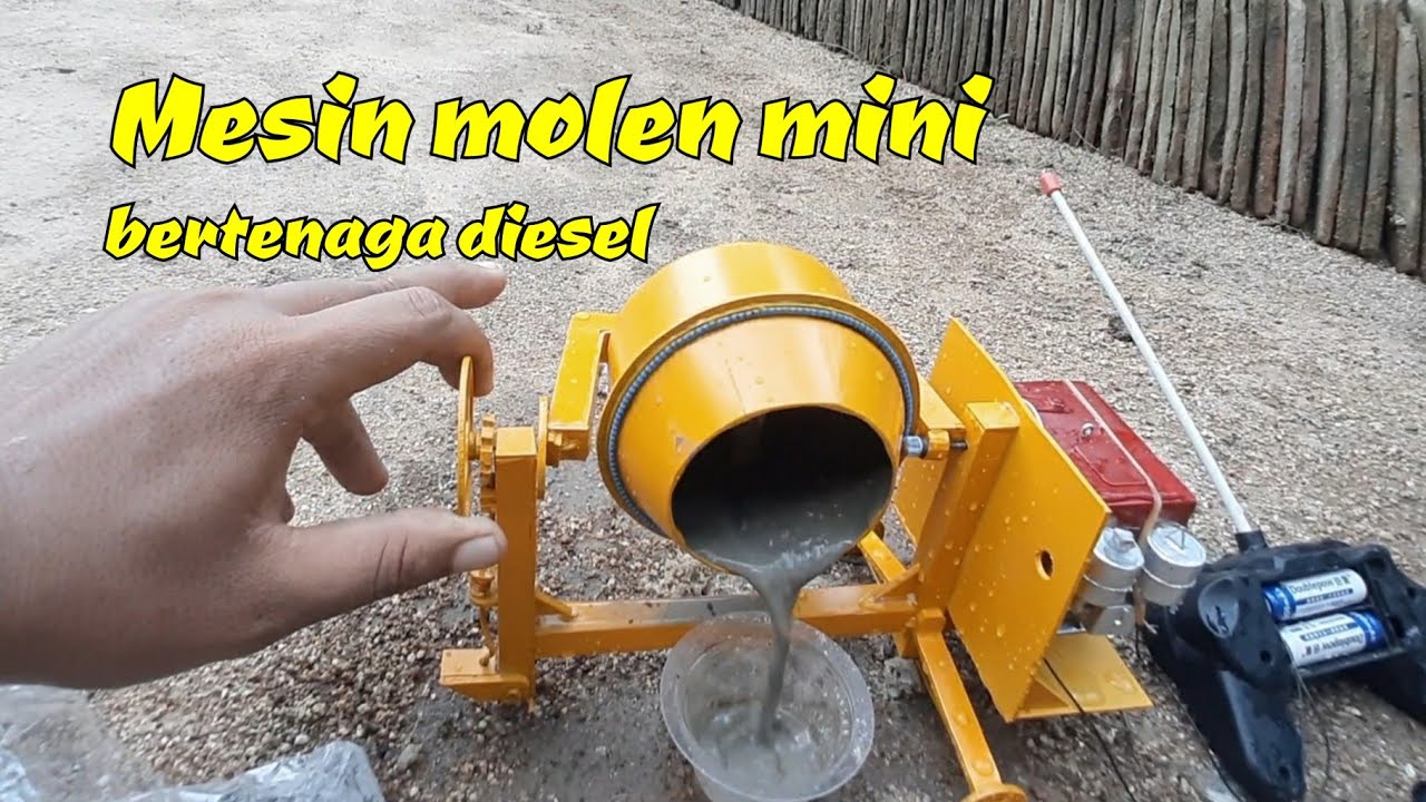 Mesin molen adukan semen mini bertenaga diesel - YouTube