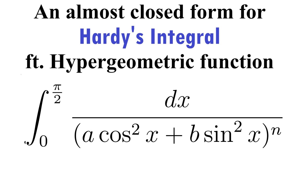 An almost closed form for Hardy's Integral ft. Hypergeometric function ...