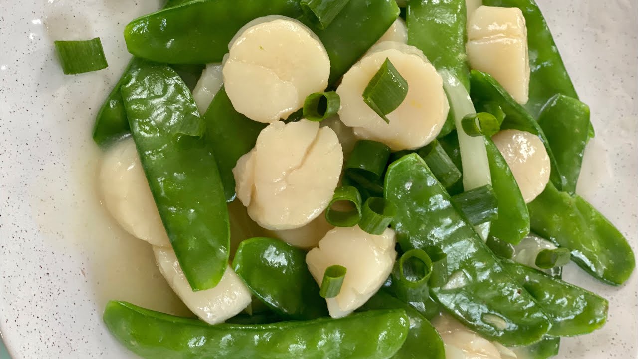 Japanese scallops stir fried with snow peas/easy but tasty - YouTube