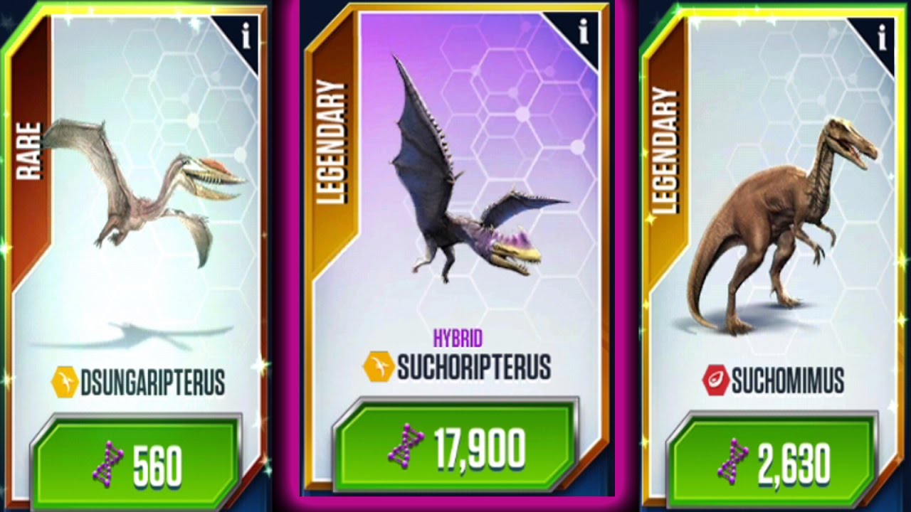 Suchoripterus, Suchomimus, Dsungaripterus Max Level - Jurassic World ...