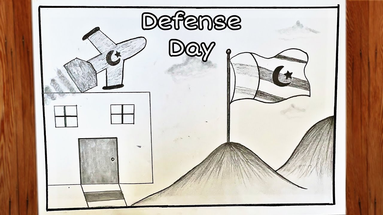 Defense Day Easy Drawing \ Pakistan Defense Day \ 6th September Pencil ...