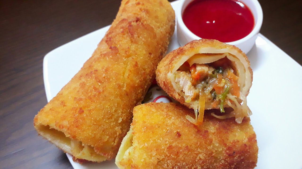 Chicken Veg Roll | Vegetable Roll Recipe | Crispy Chicken Roll - YouTube