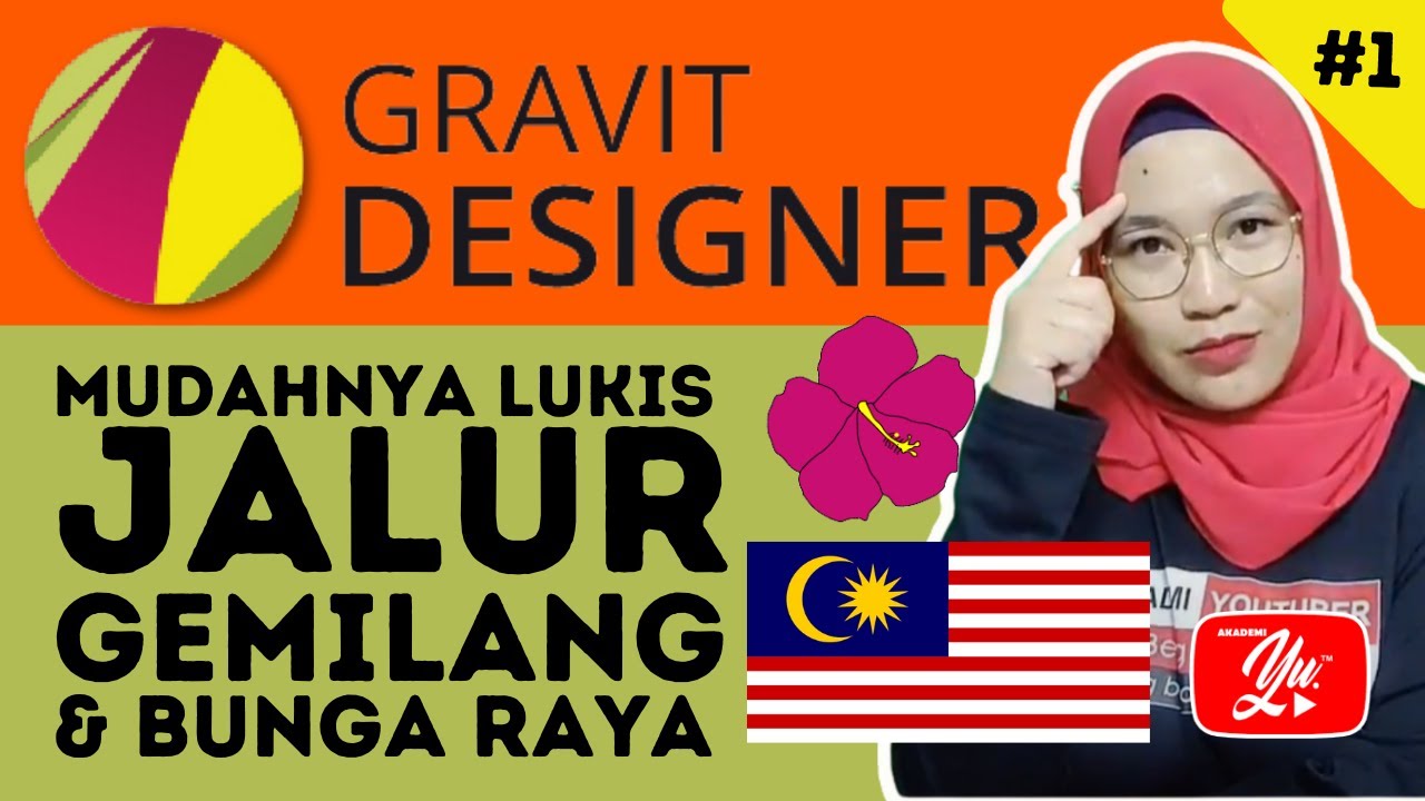 GRAVIT DESIGNER | CARA LUKIS JALUR GEMILANG DAN BUNGA RAYA | vectorize ...