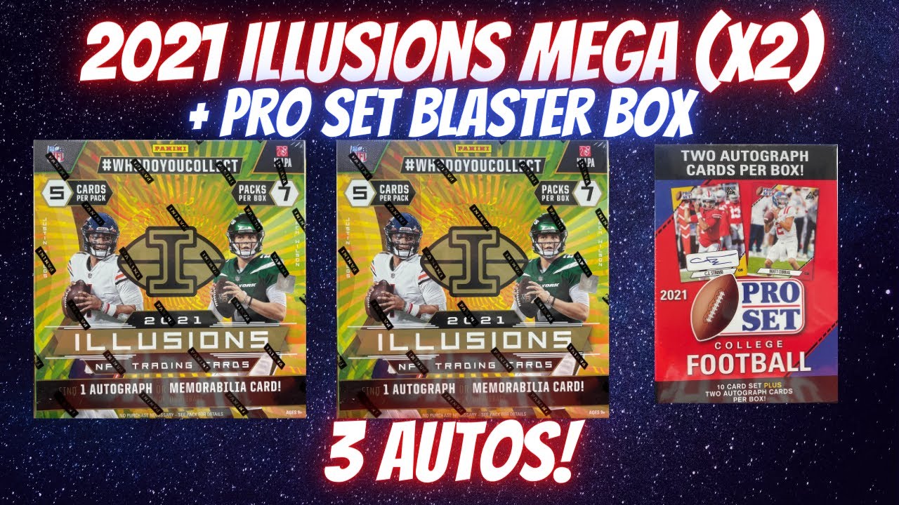 2021 Illusions Football Mega Box (X2). Pro Set College Blaster Box. 3 ...