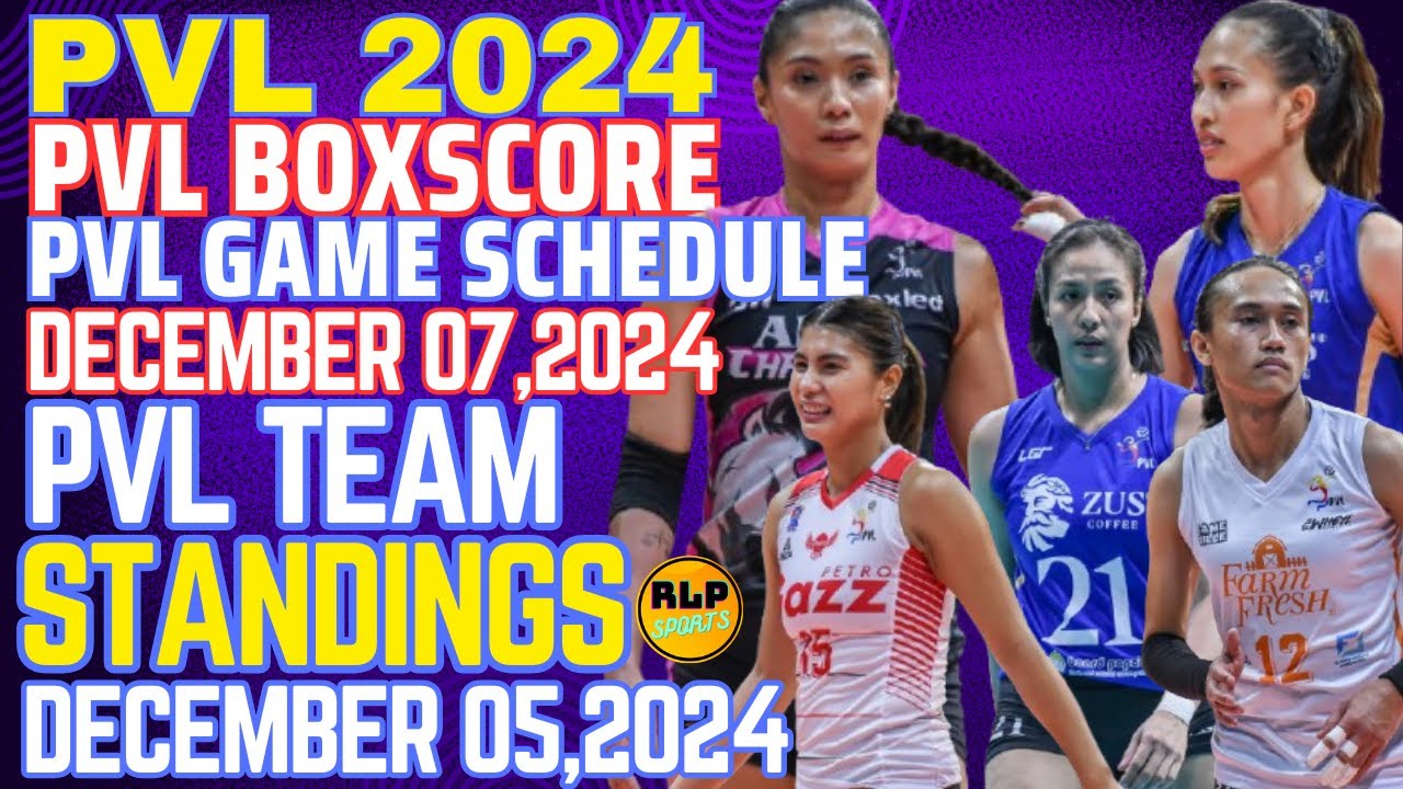 PVL GAME SCHEDULE & PVL LATEST TEAM STANDINGS DECEMBER 05,2024 & PVL ...