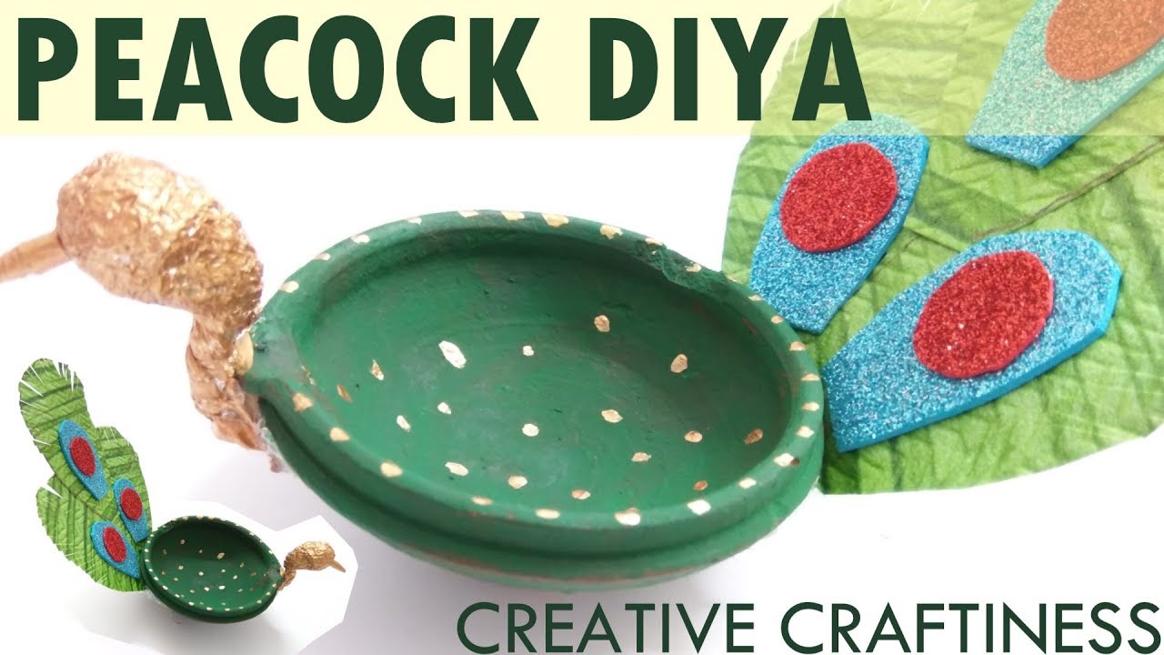 Peacock Diya DIY | Beautiful Peacock Diya without clay | Diwali ...