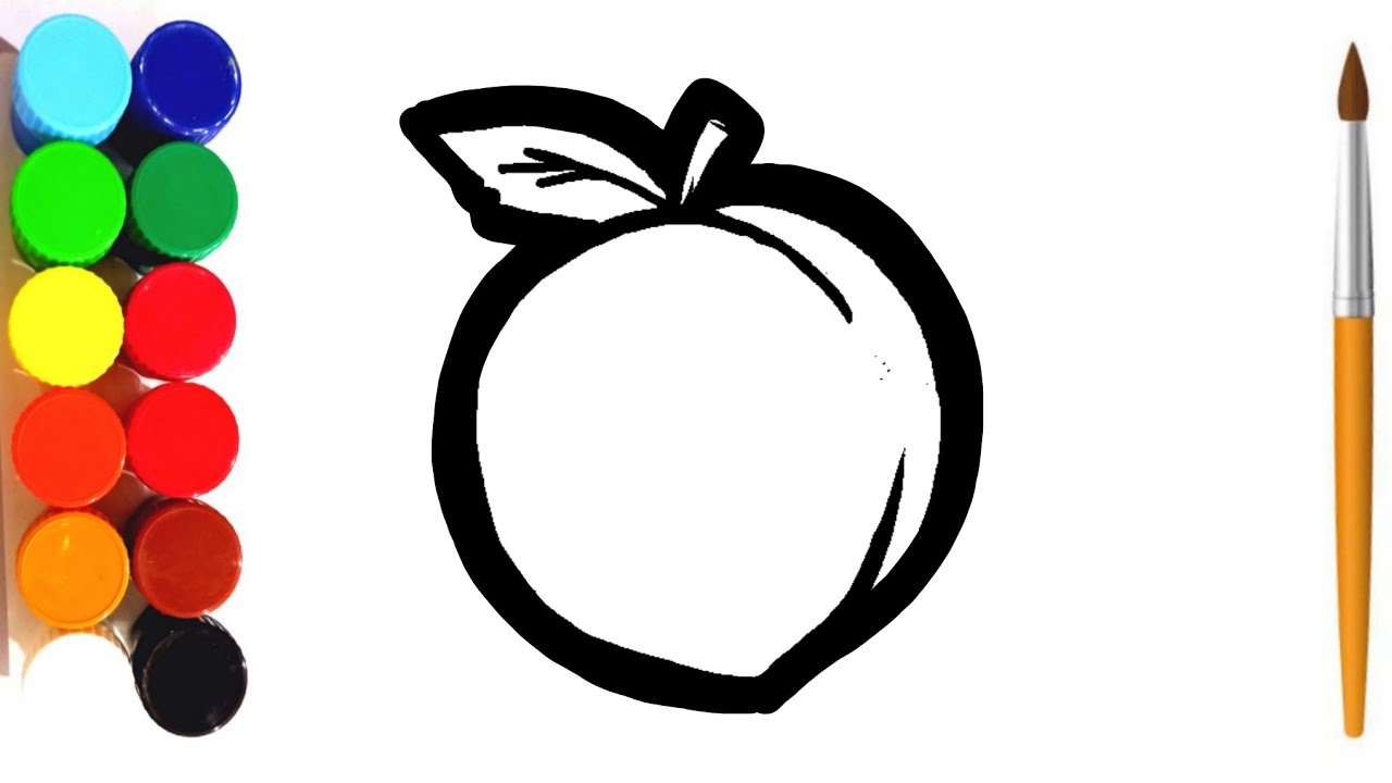 How to Draw a Peach Fruit for Kids Step by Step and Coloring | Peach ...