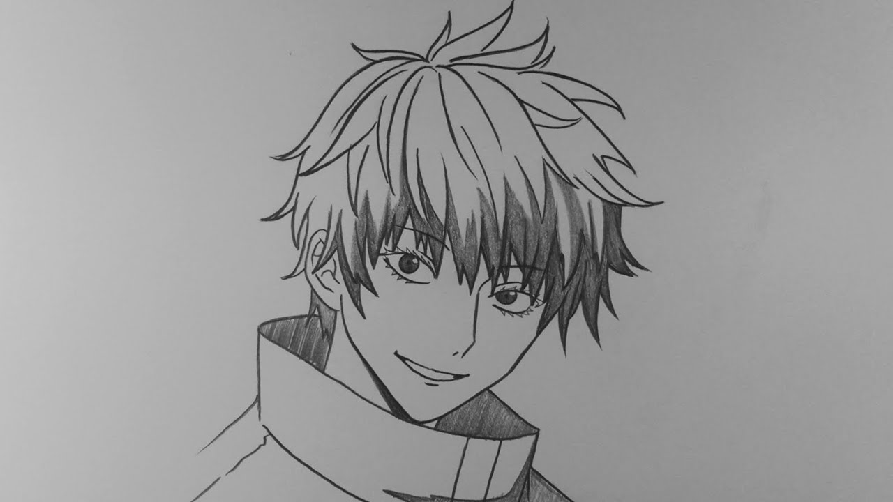 Cara gambar anime || Cara menggambar Gojo Satoru - Jujutsu Kaisen - YouTube