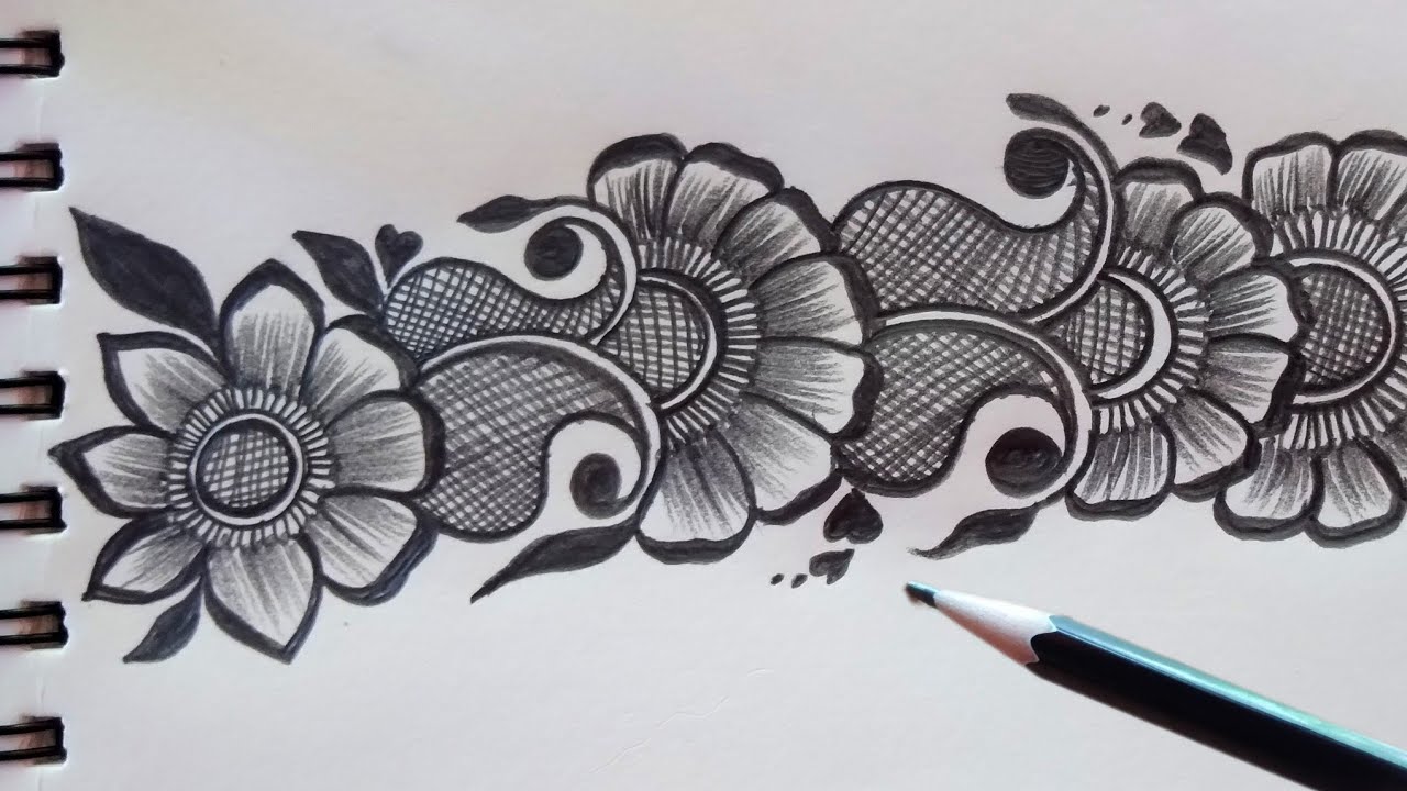Easy and Adorable Mehndi Design Drawing with Pencil | Mehndi Drawing on ...
