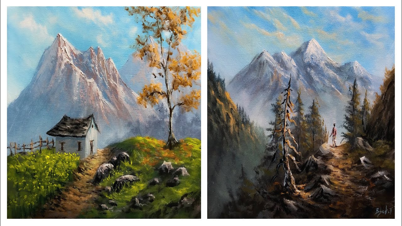 5 Easy Landscape Painting ideas - YouTube