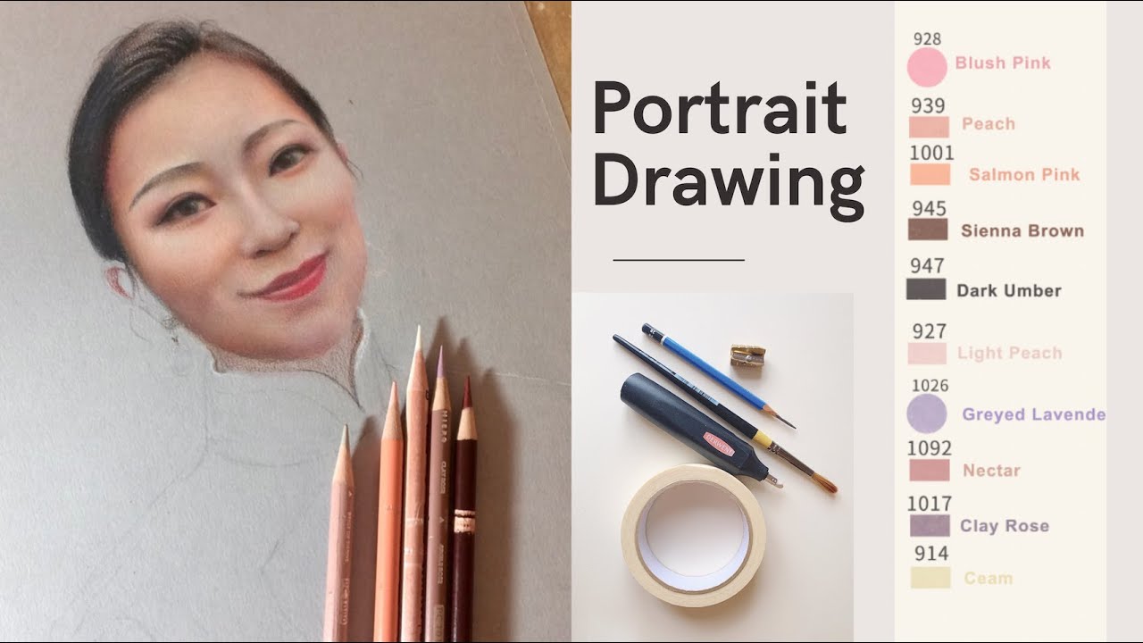 A Classical Beauty with Pearl Earrings | Portrait Drawing with Colored ...