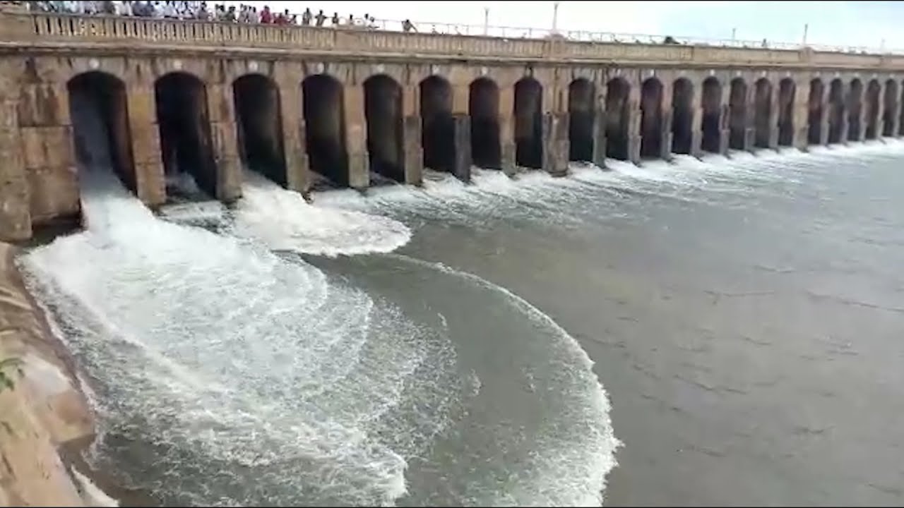 Water released from the KRS dam to the river - YouTube