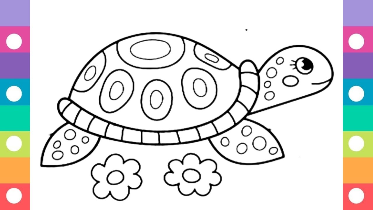How to draw a Turtle for kids and toddlers/ Turtle drawing and coloring ...